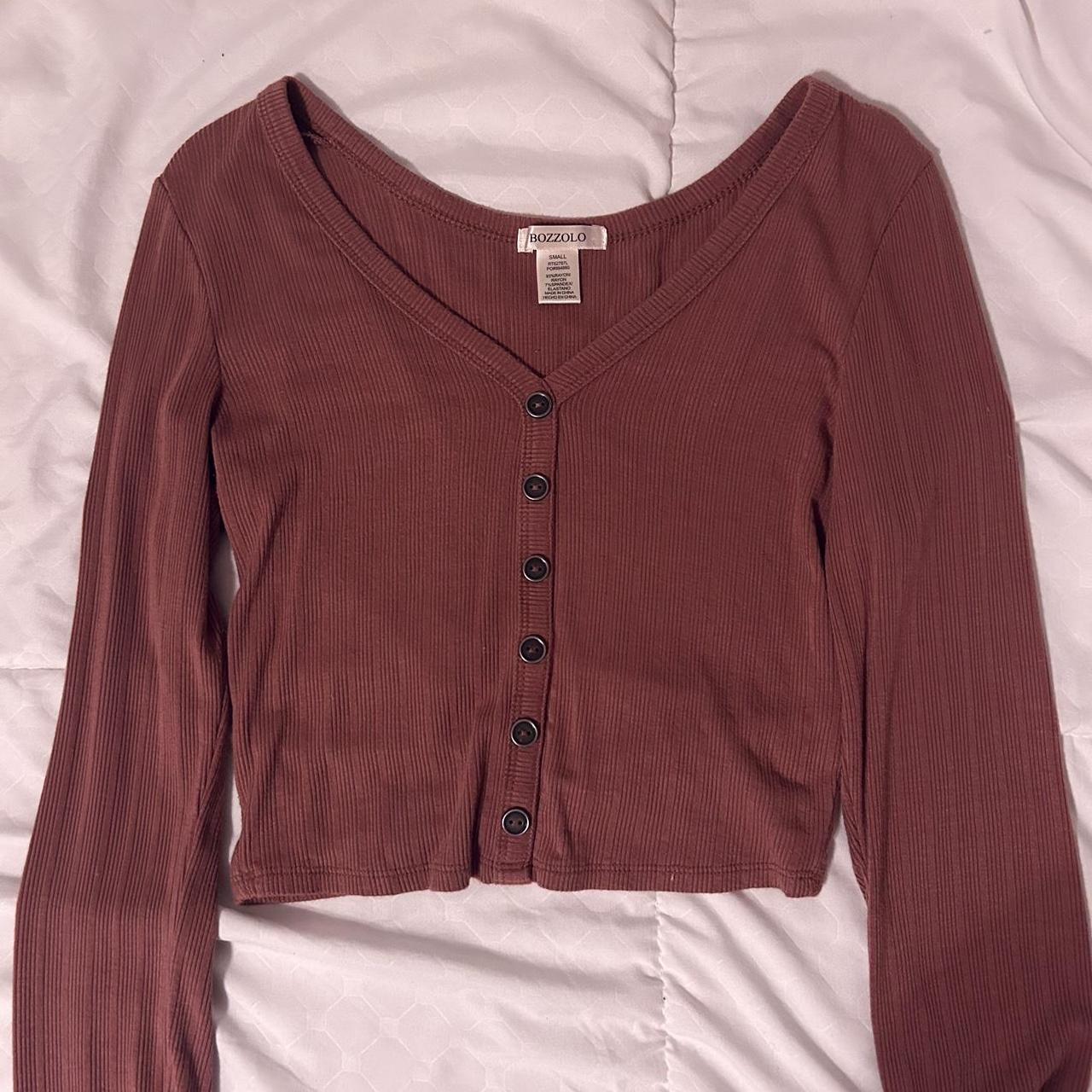 soft mauve colored cropped long sleeve size... - Depop