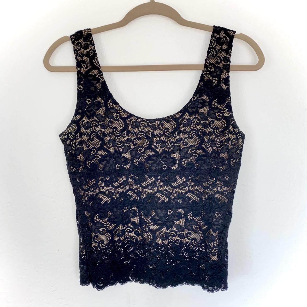 black lace crop top Vintage 90s crop top fully... - Depop