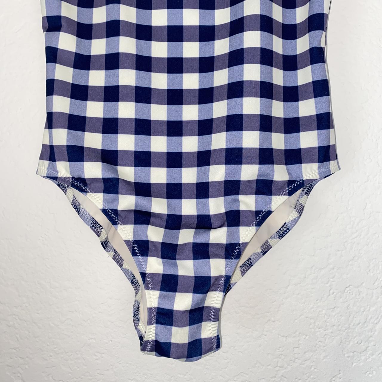 blue gingham one piece swimsuit One piece swimsuit... - Depop