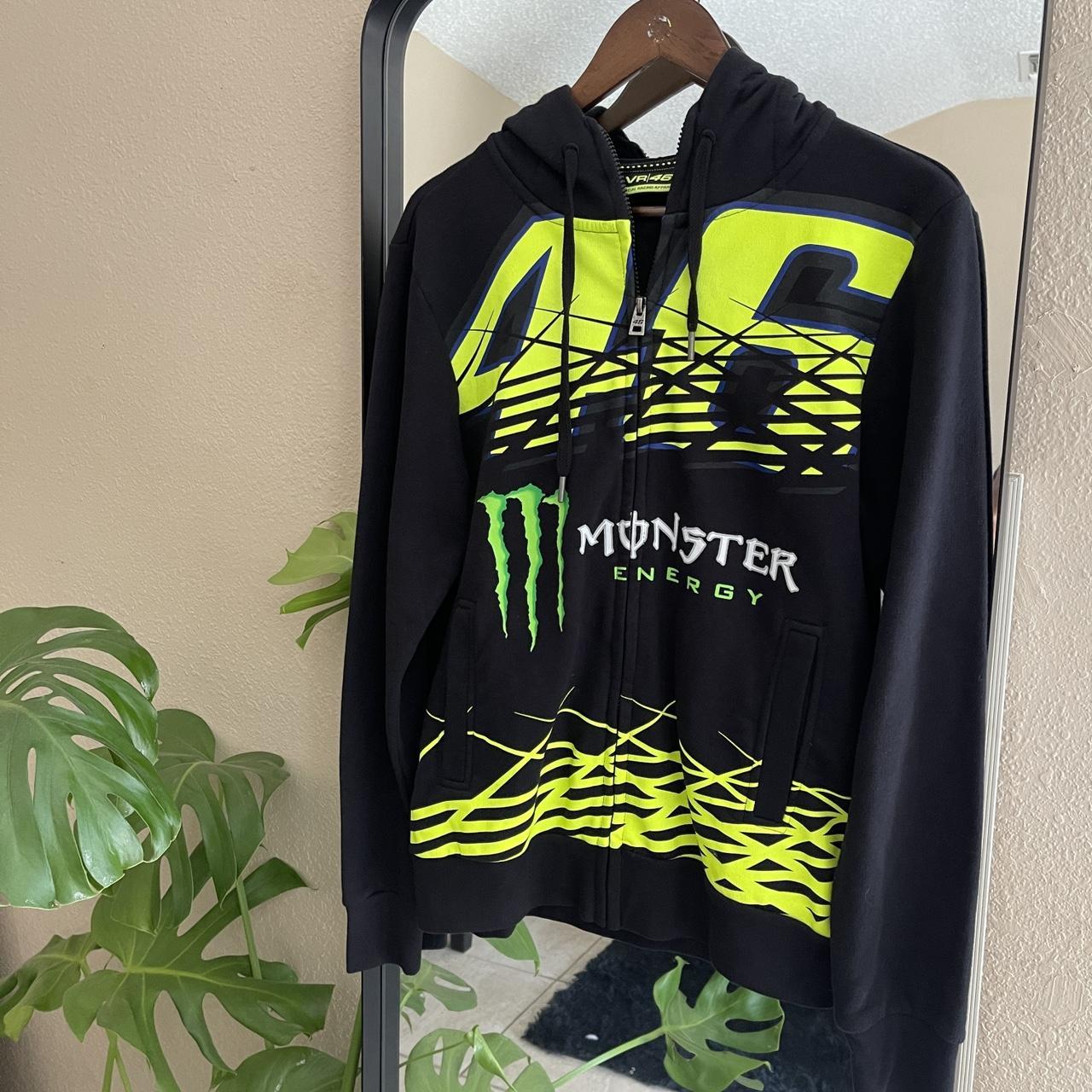 Y2K Monster Energy Zip Up hoodie Tagged size S Fits... - Depop