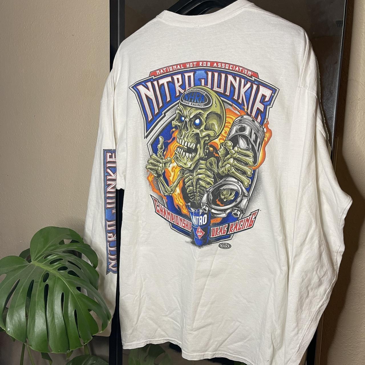 Y2K Skull NHRA Drag Racing Long Sleeve Size tag... | Depop