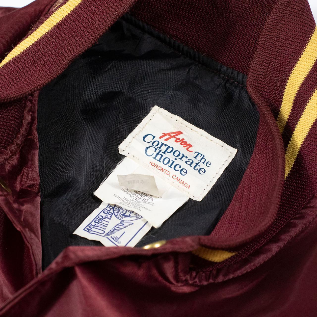 Canadian 90s Satin Varsity Jacket - Burgundy - XL -... - Depop