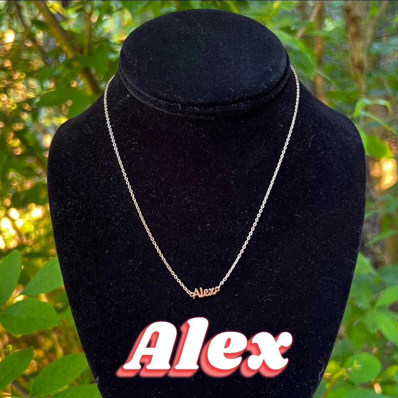 dainty gold Alex name plate necklace other names... - Depop
