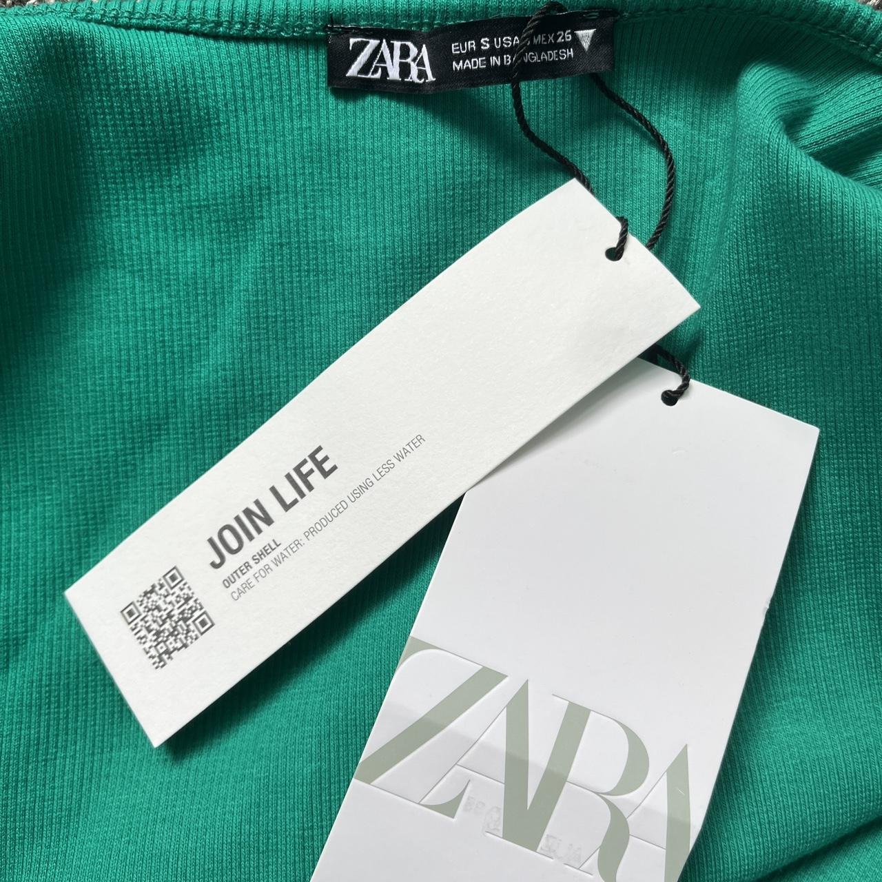 Emerald green Zara tie from tshirt, never worn and... - Depop