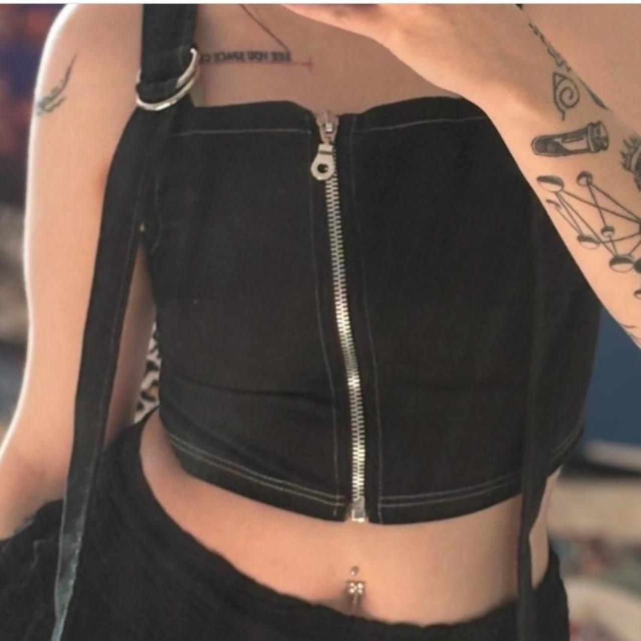 Ragged priest black & white zip top #raggedpriest... | Depop