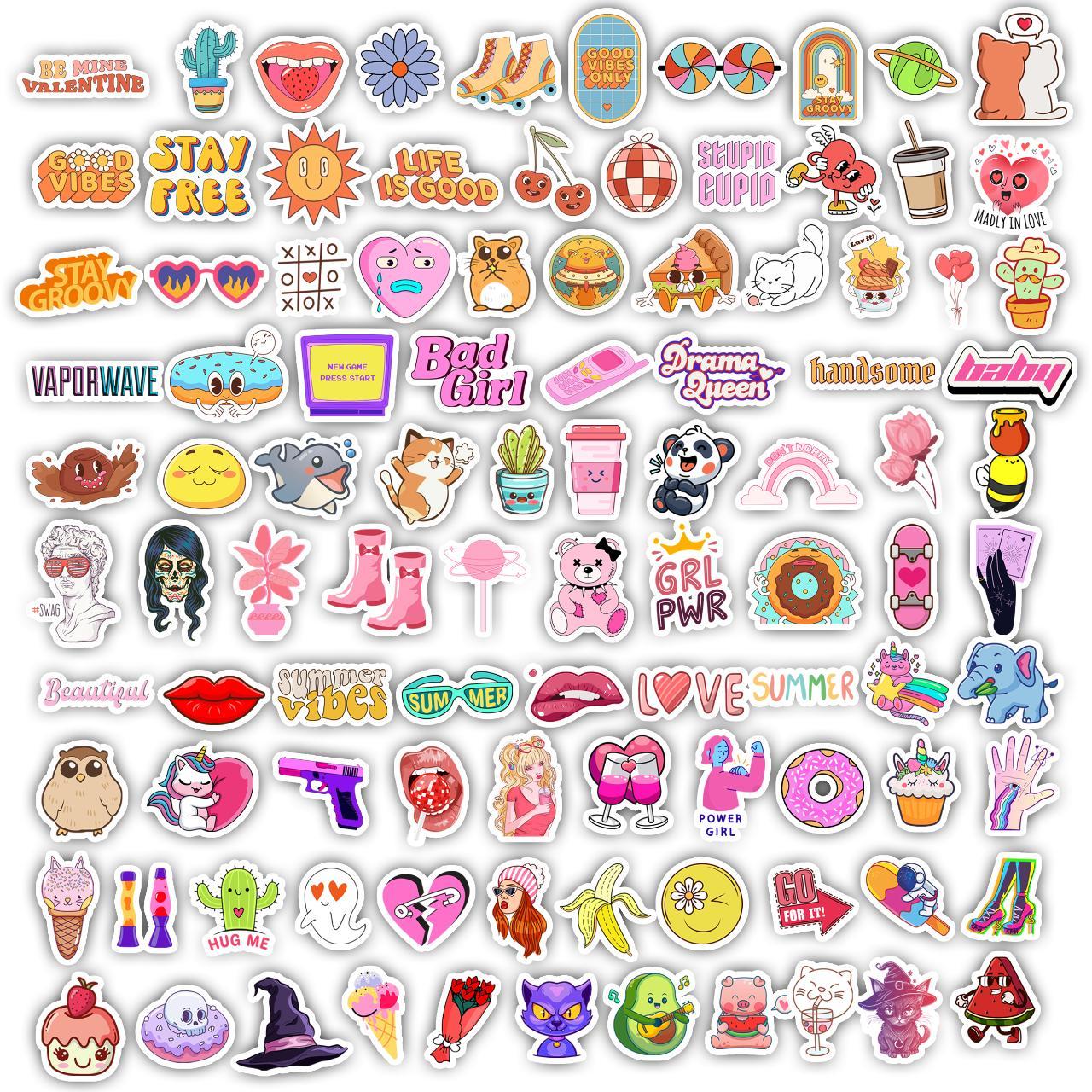 100Pc Cute Girly Stickers Pink Vinyl's 🌟... - Depop