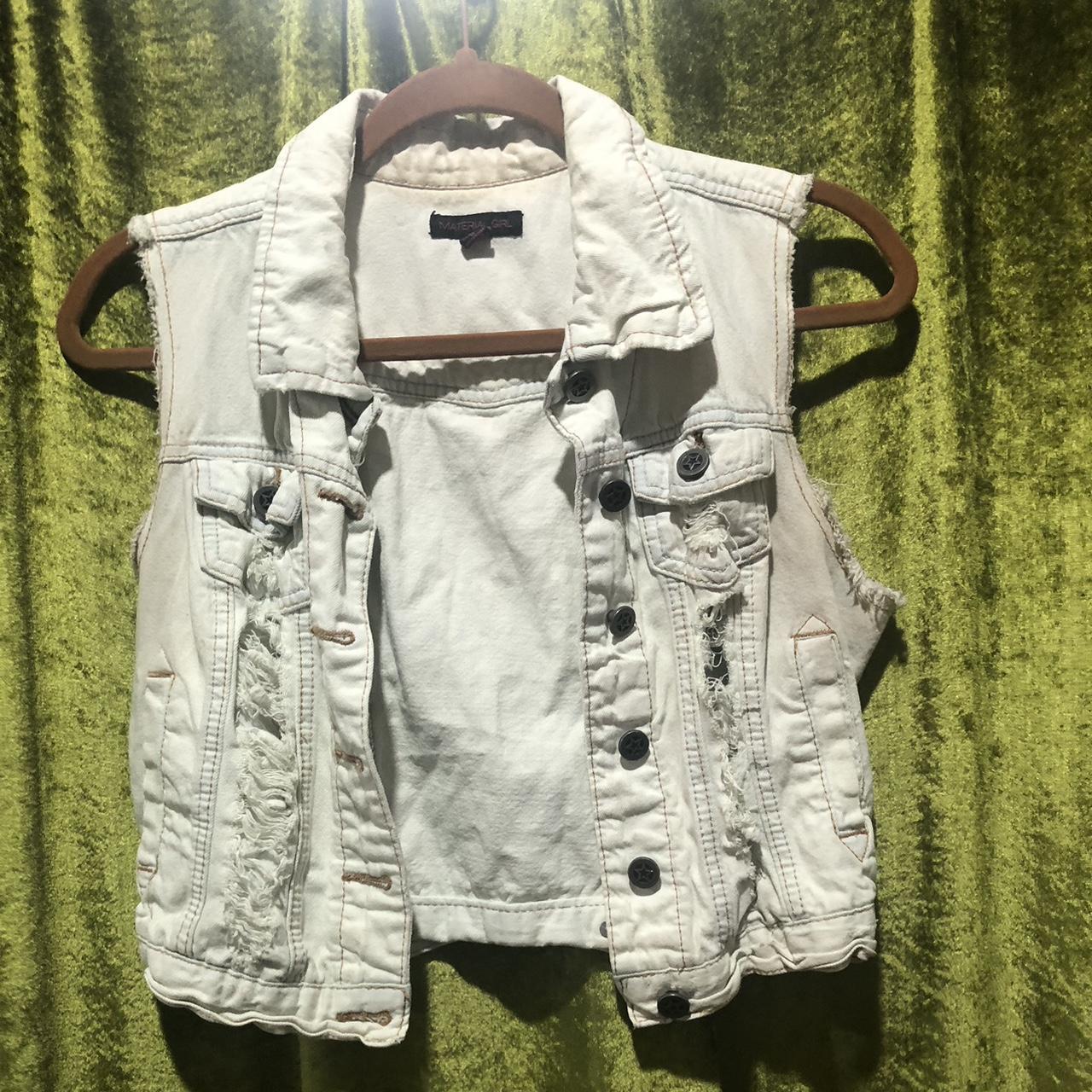 Small white cropped jean vest - Depop