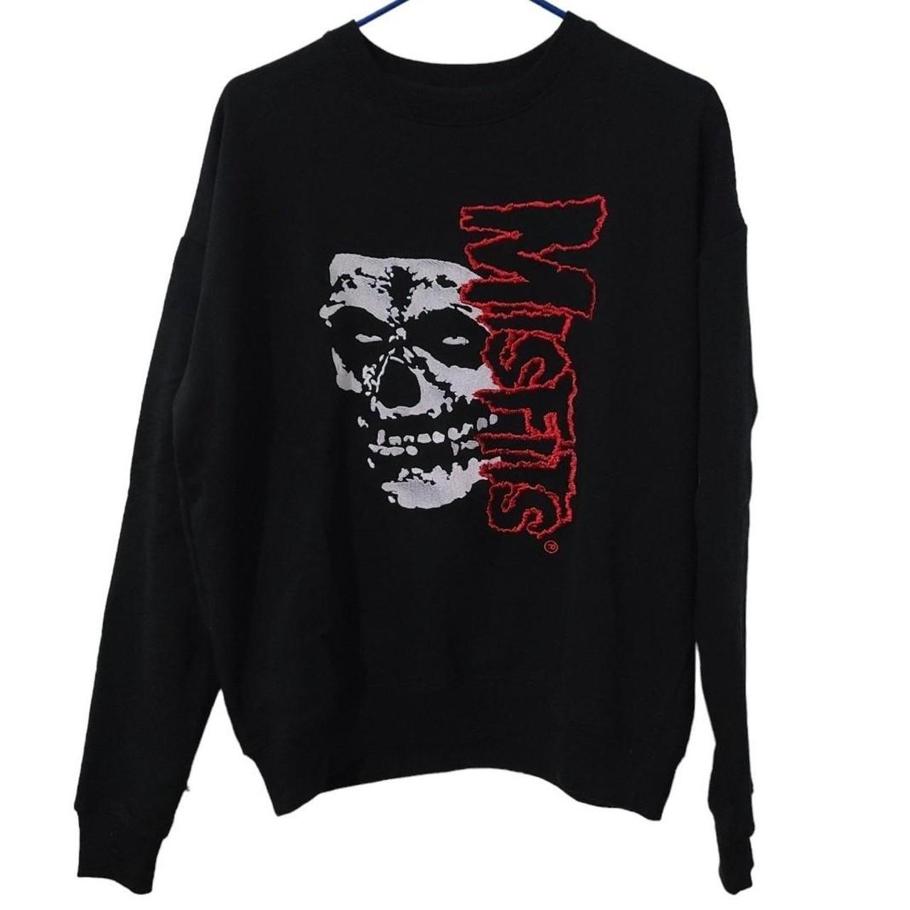 Misfits Band Embroidered Fleece Crewneck Sweater... - Depop