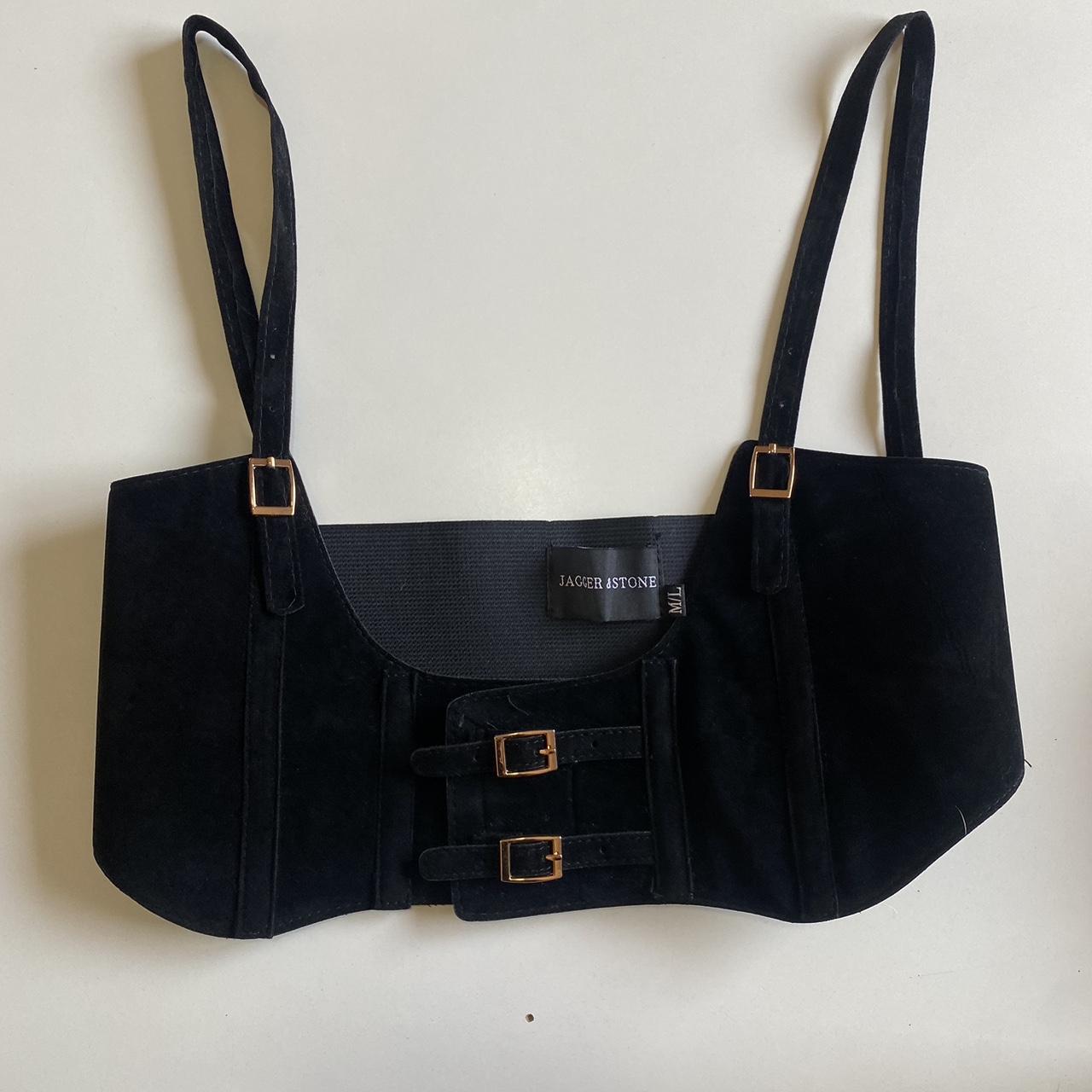 Underbust belt, in black suede with an elastic band... - Depop