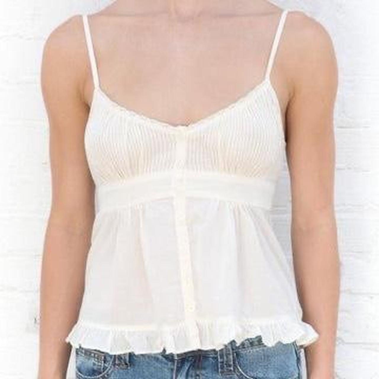 Brandy Melville Tiffany ruffle button camisole tank... - Depop