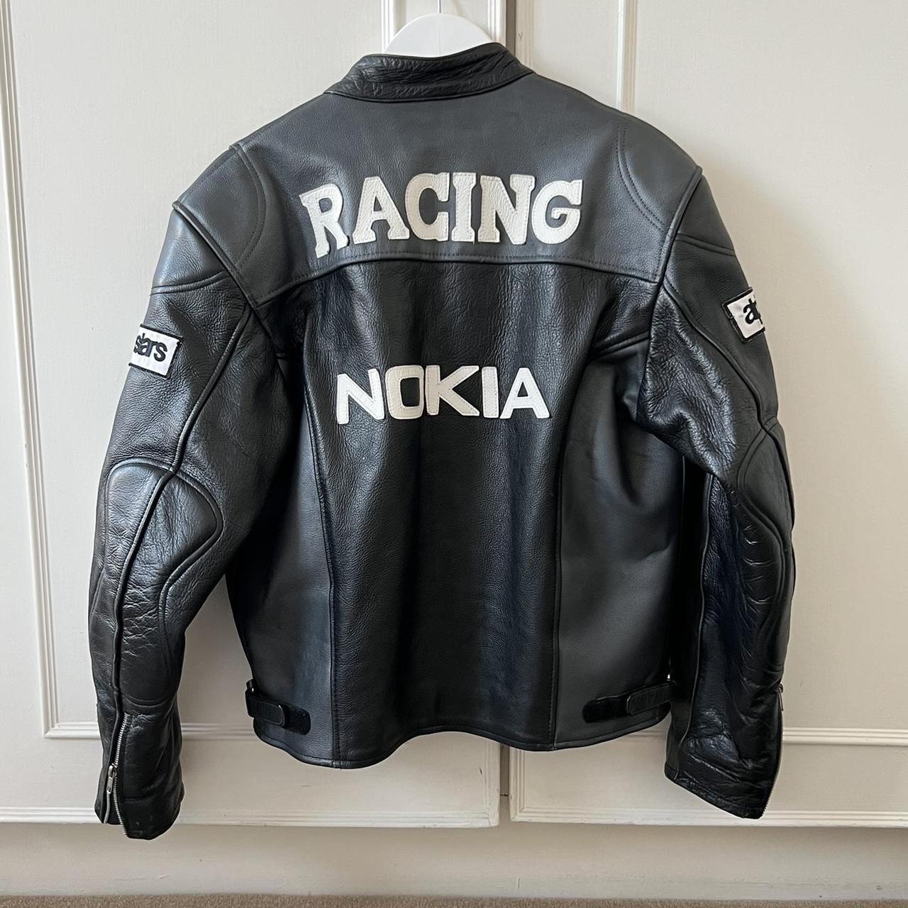 Vintage Nokia Leather Racing Biker Jacket. Size L.... - Depop