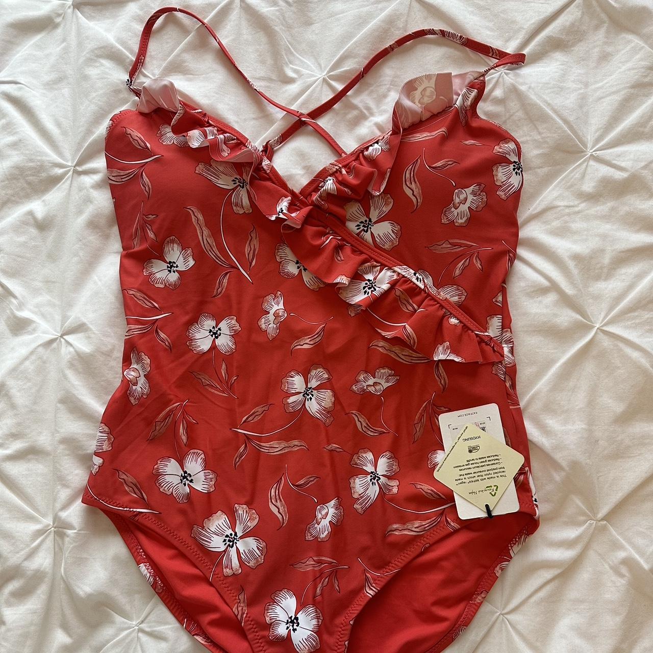 Fat Face Red Swimsuit. Never been worn, hygiene... - Depop