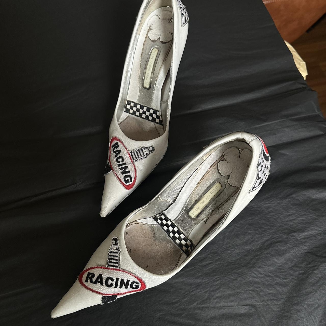 pointy stiletto heels racer design bought these in... - Depop