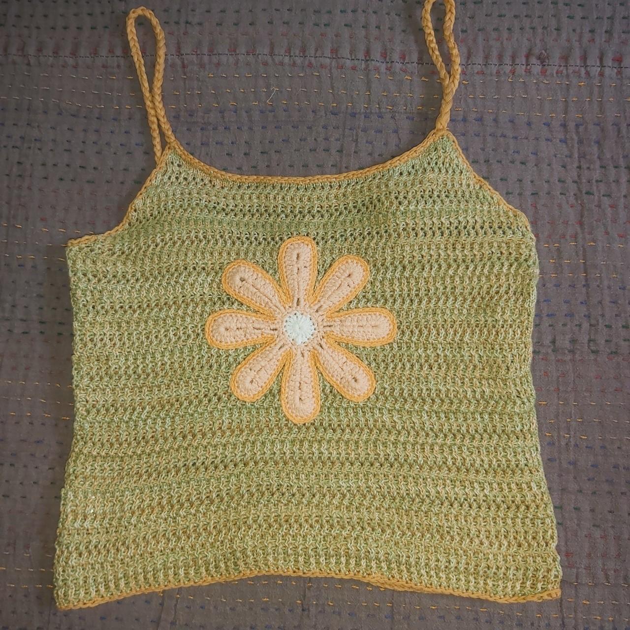 Ghanda crochet singlet Flower patchwork Size xs Worn... - Depop