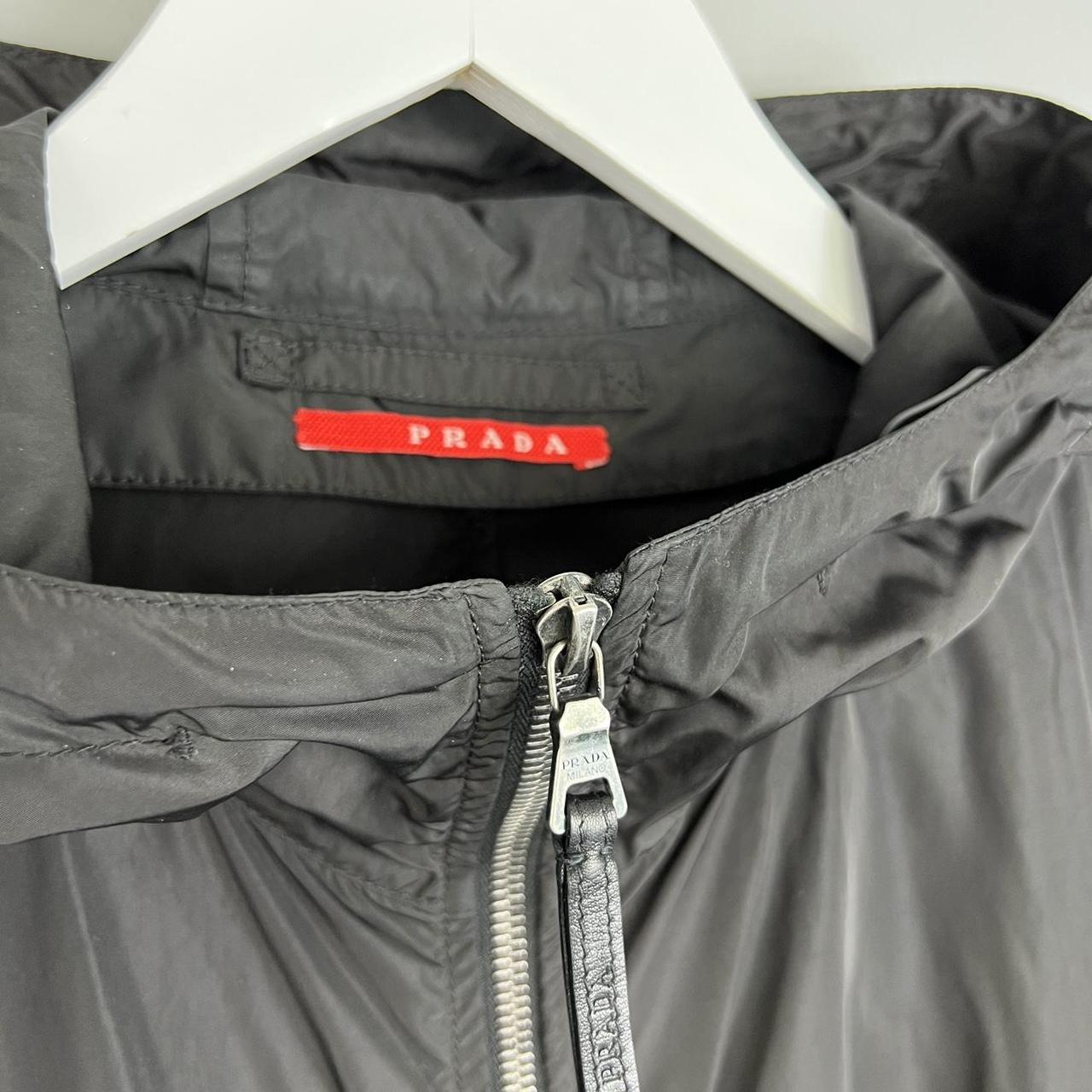 00’s Prada Sport Logo Jacket in Black Black leather... - Depop