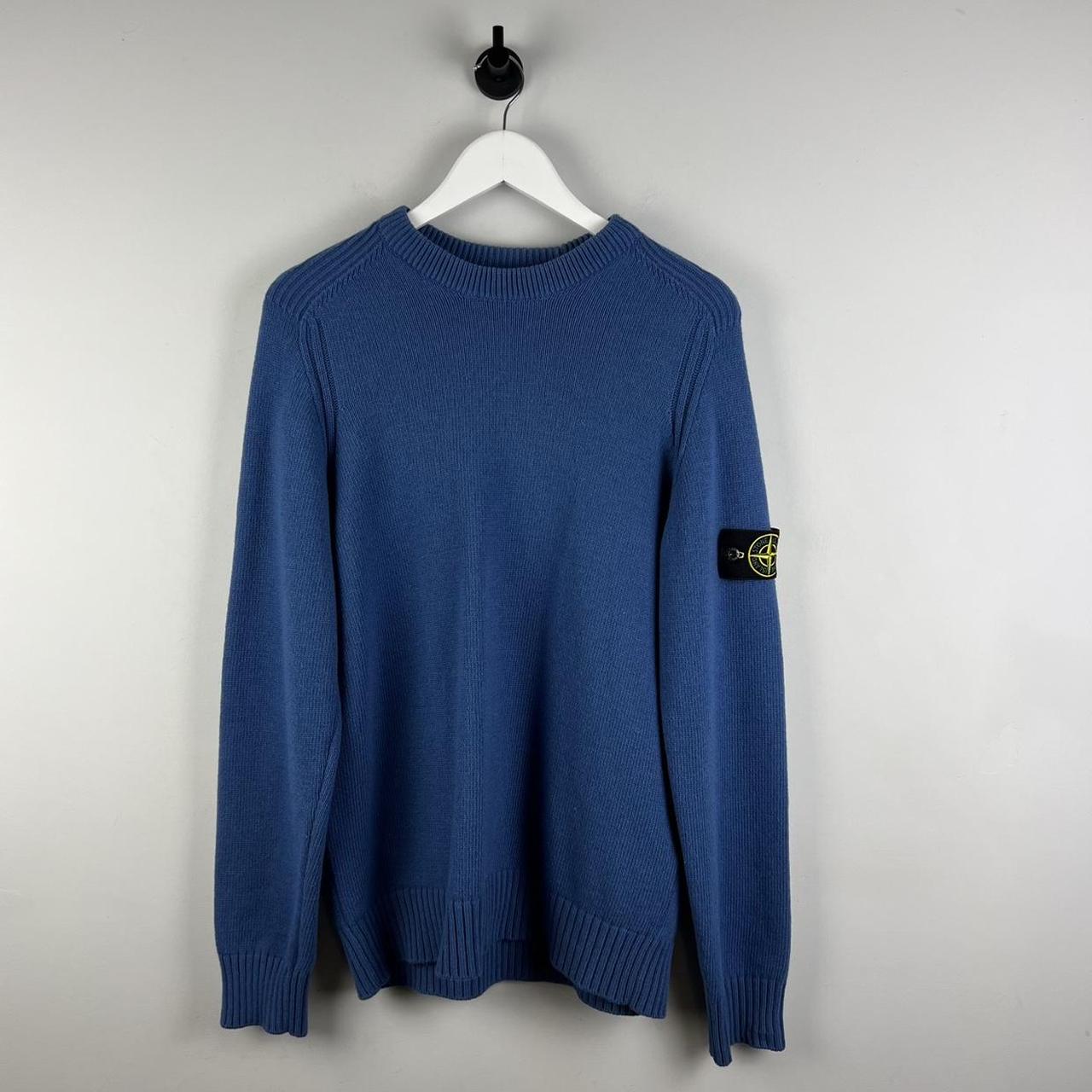 Stone Island Knit Jumper in Blue Condition is... - Depop