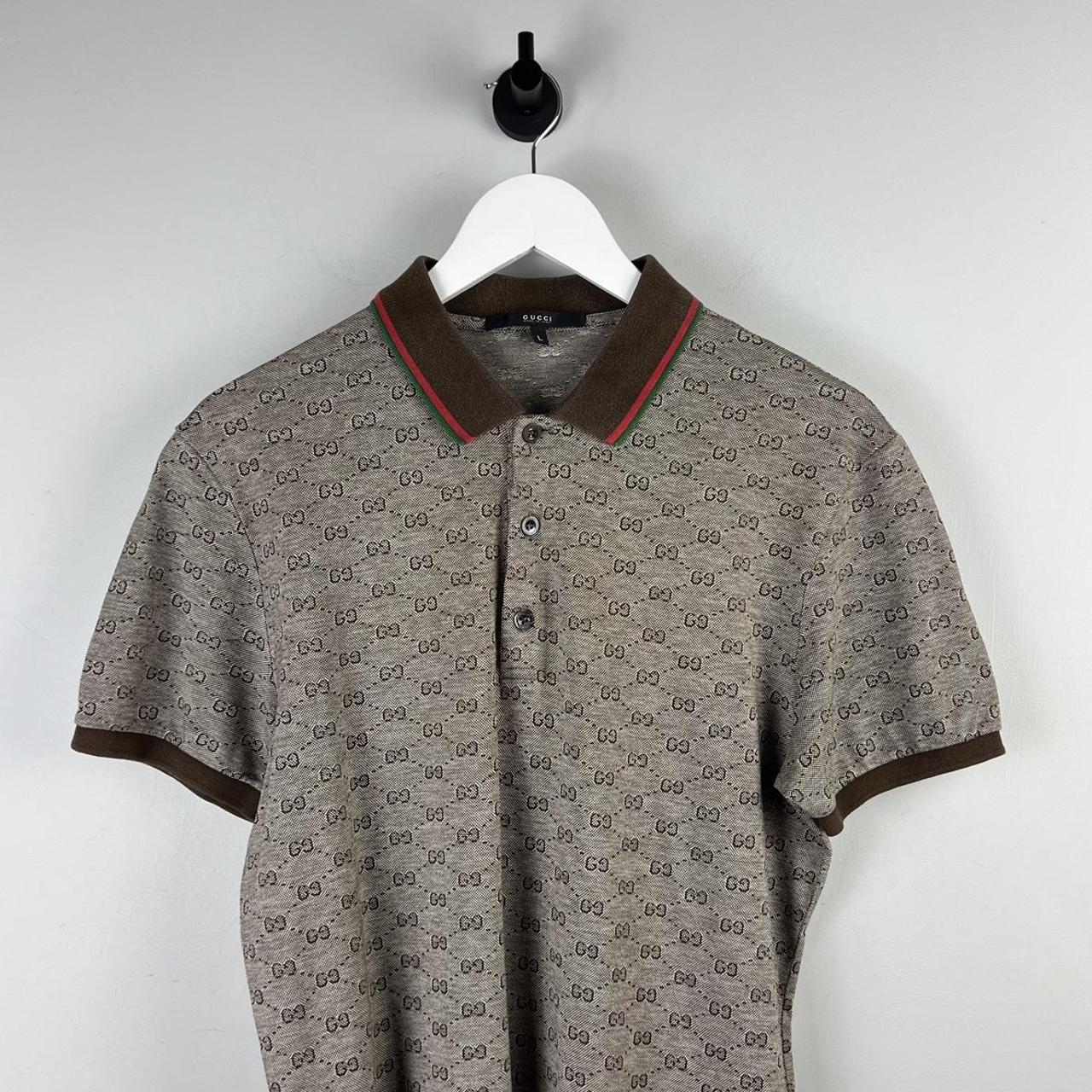 Authentic 00’s Gucci Monogram Polo Shirt Brown with... - Depop