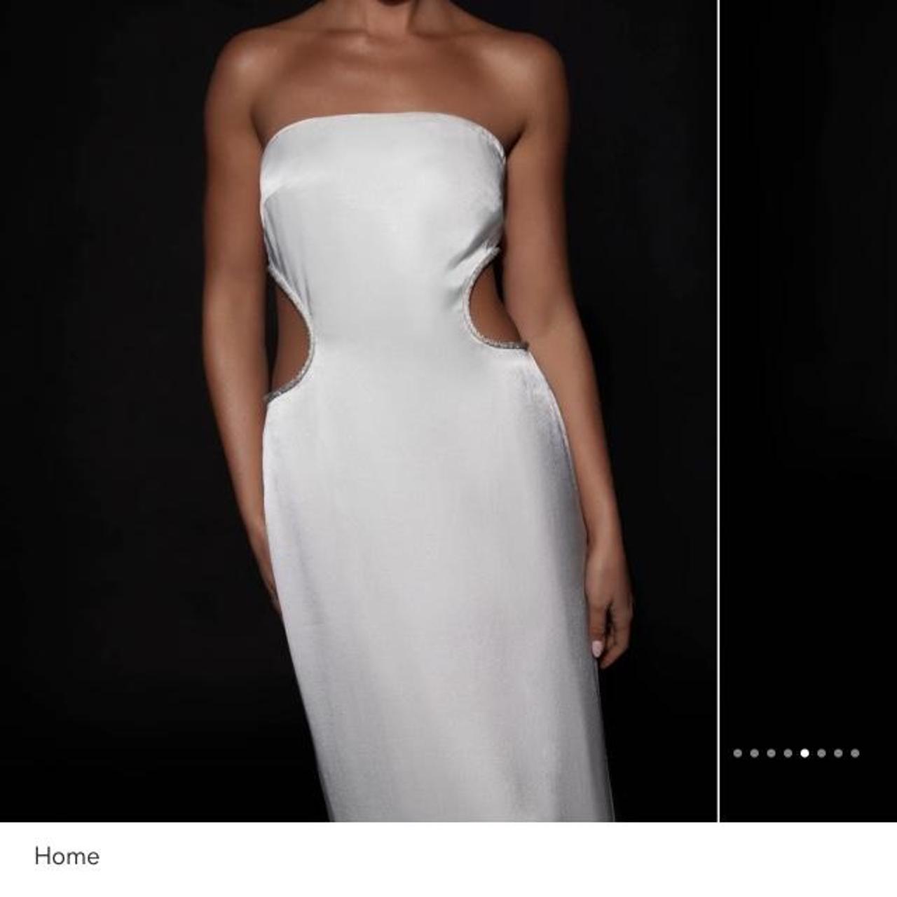 Brand new meshki white satin dress with diamond cut... - Depop