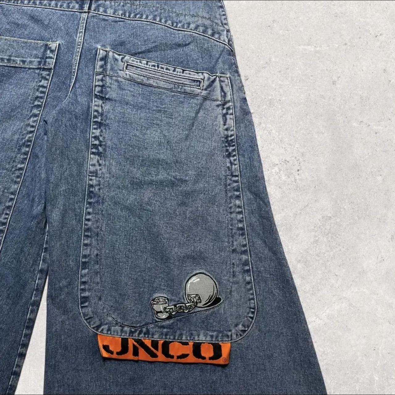 JNCO Jeans Y2K Mens Hip Hop Graphics Retro Blue Big... - Depop