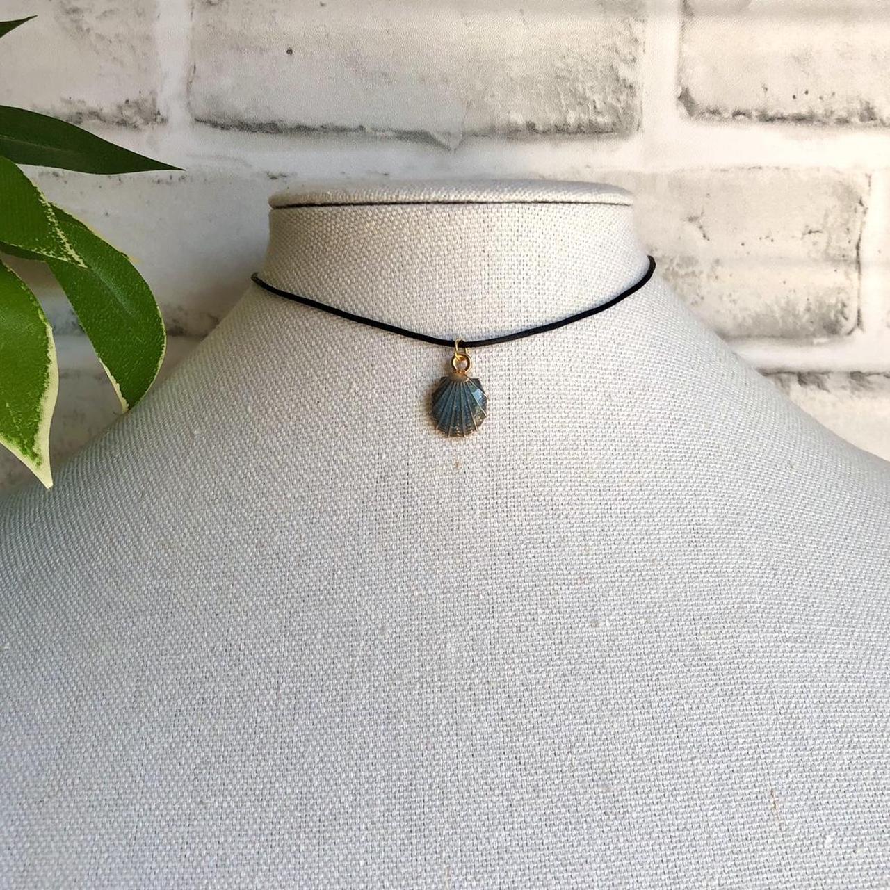 Cute handmade blue shell necklace! Measures 14” but... - Depop