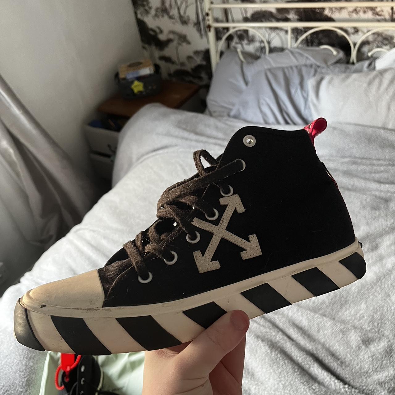 Off white canvas trainers Comes with original box... - Depop