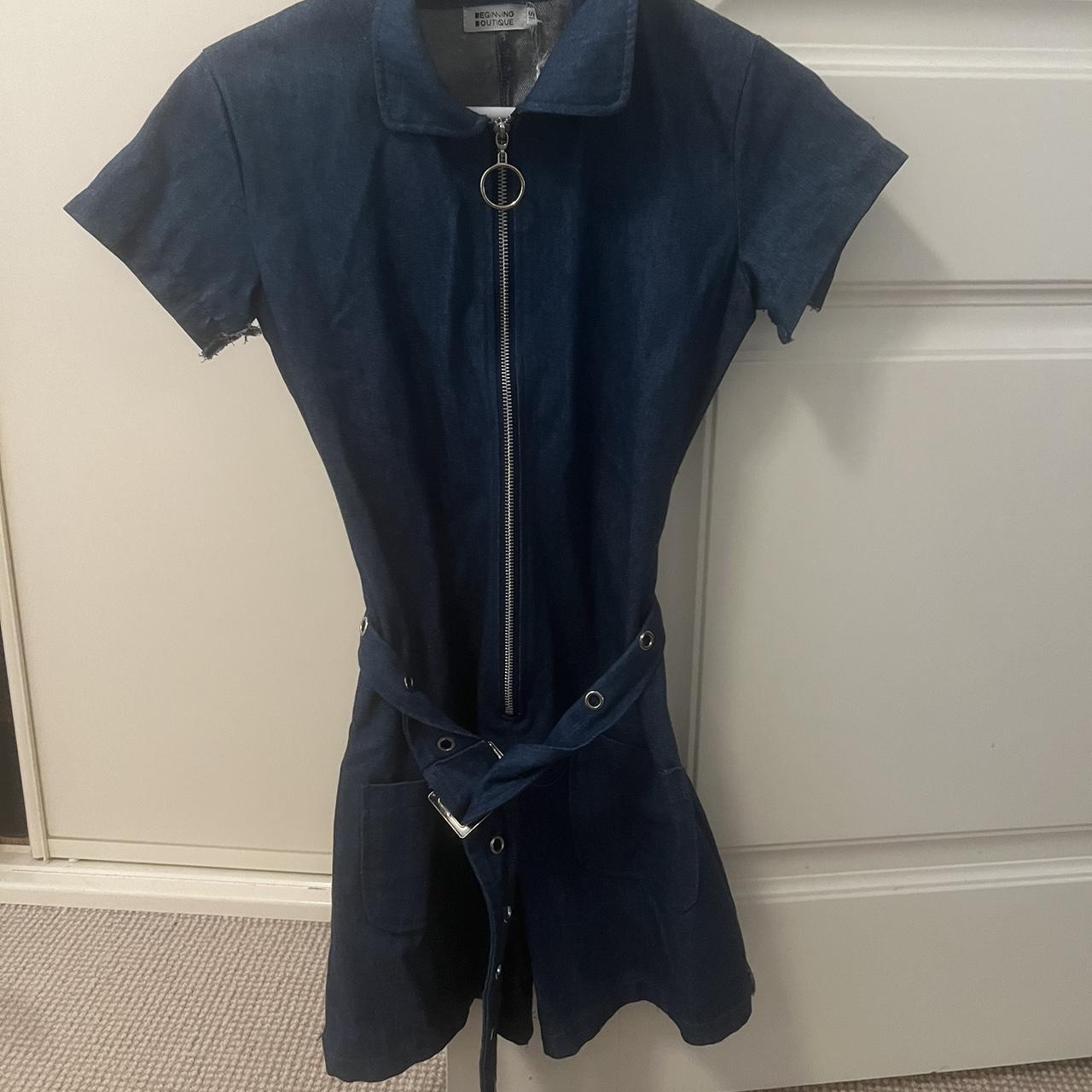 Beginning Boutique Charlie zip up denim romper/... - Depop
