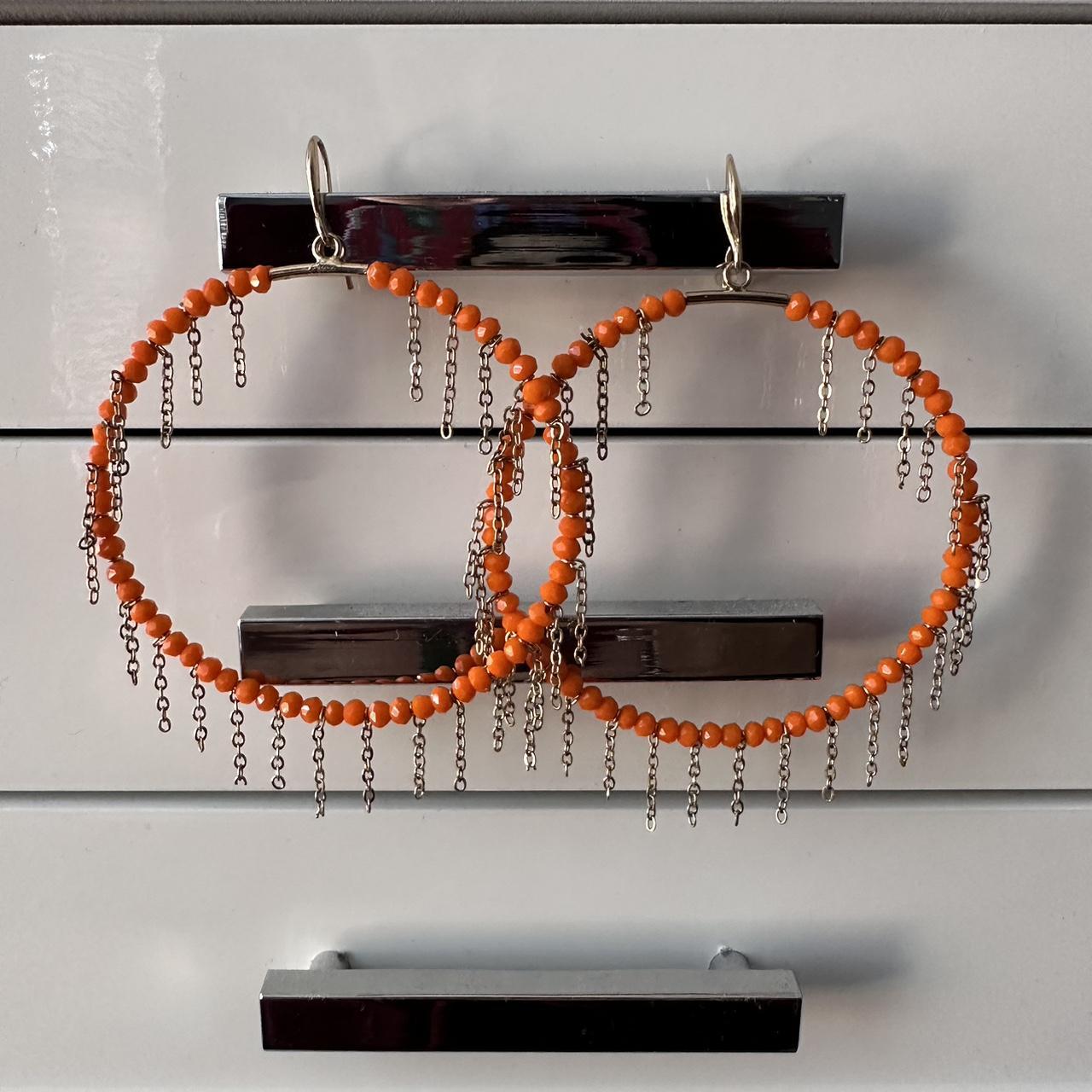 Funky big orange hoop earrings 🧡 $8 OBO - Depop