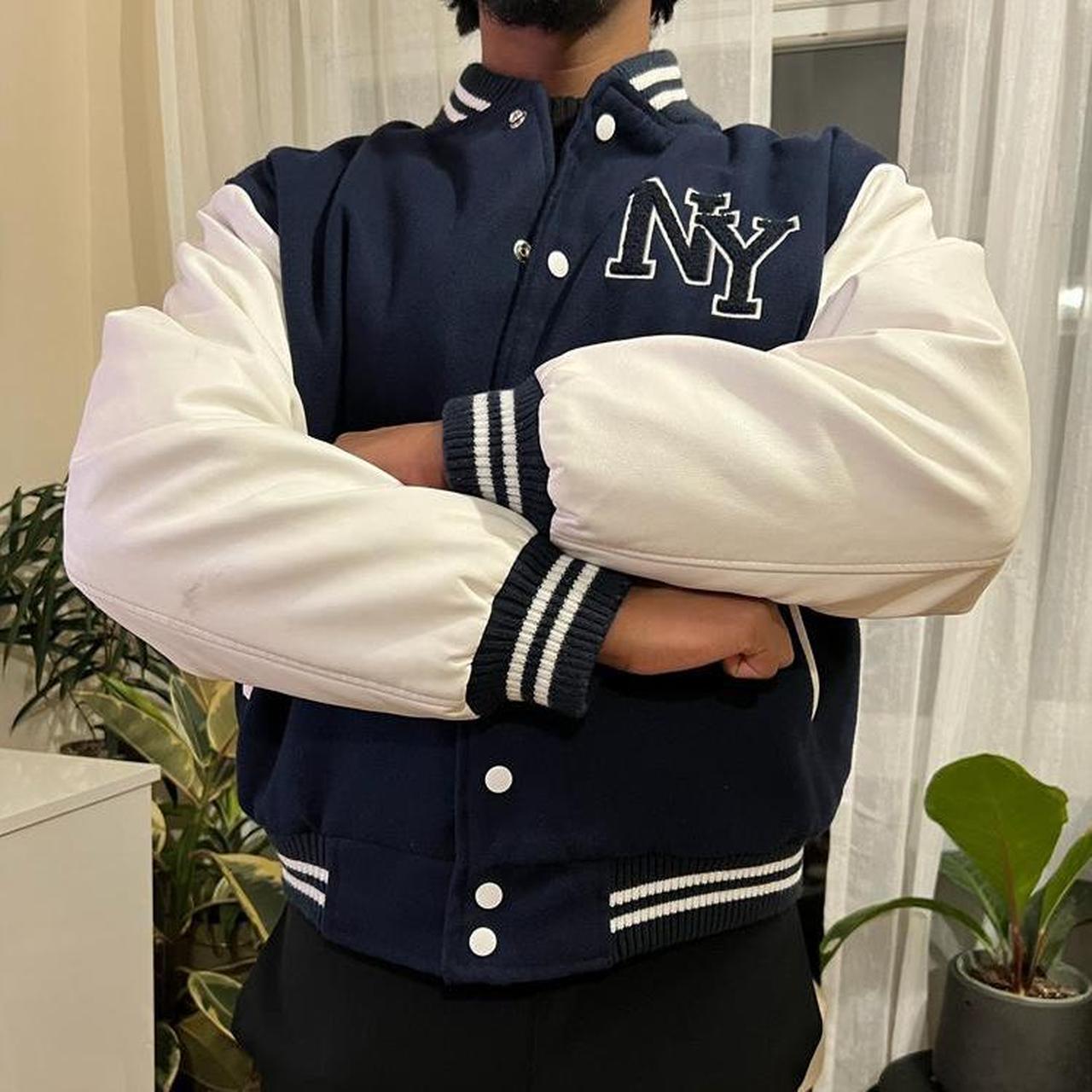 New York Varsity Jacket Genuine Leather Men’s Small... - Depop