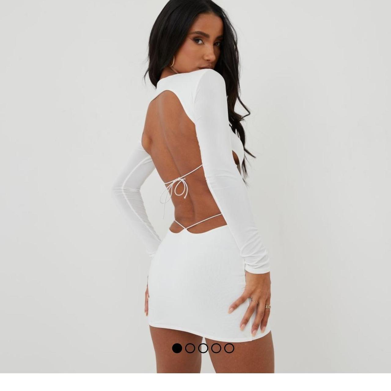 EGO Long sleeve backless thong detail mini bodycon... - Depop