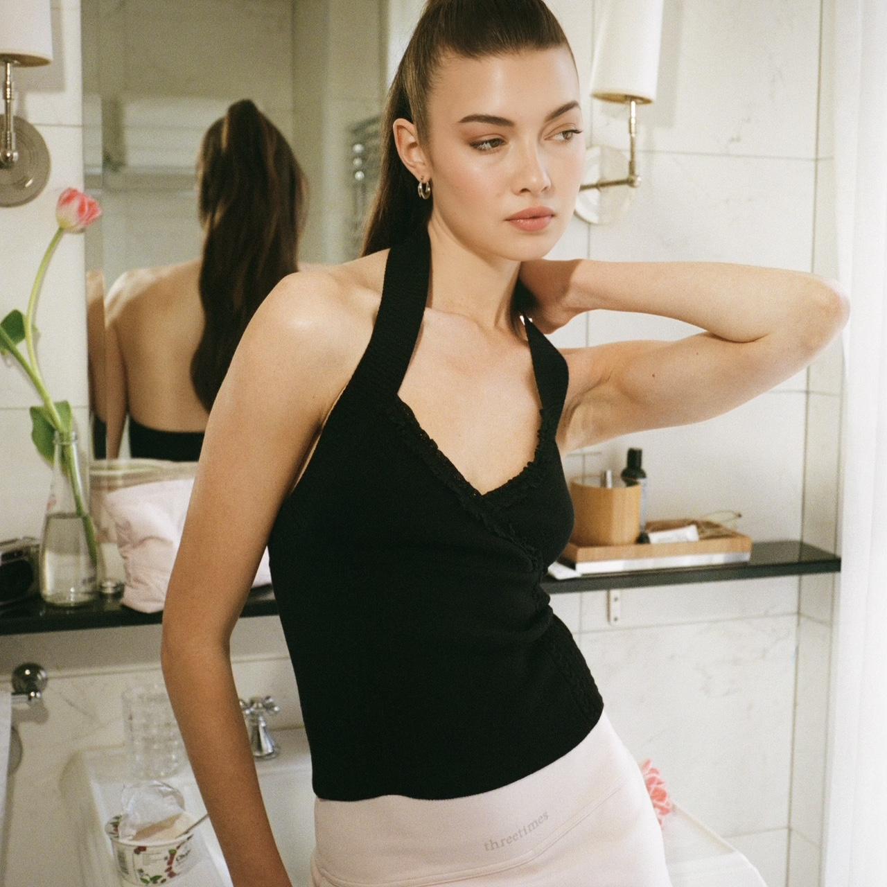 Threetimes Paige Halter Top in Black. Brand new... - Depop