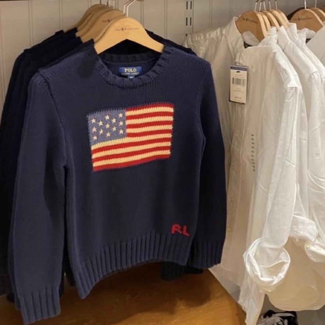 Ralph Lauren Flag Sweater size XL fits women’s... - Depop