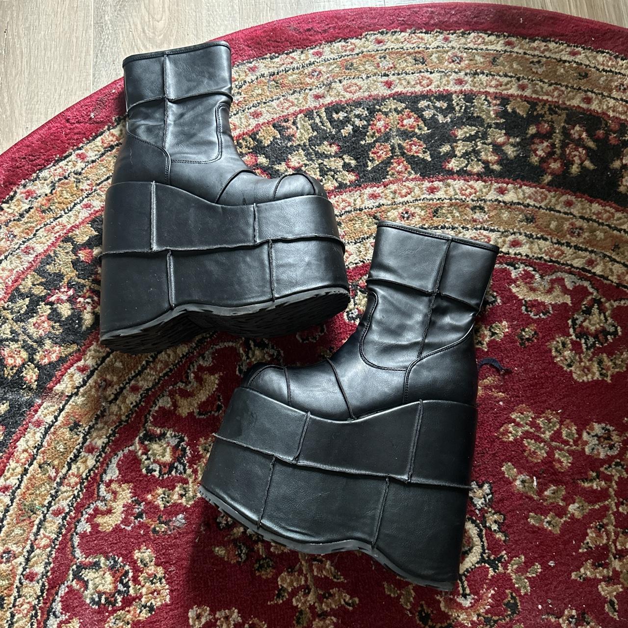 black demonia stack boots! only worn a few times in... - Depop