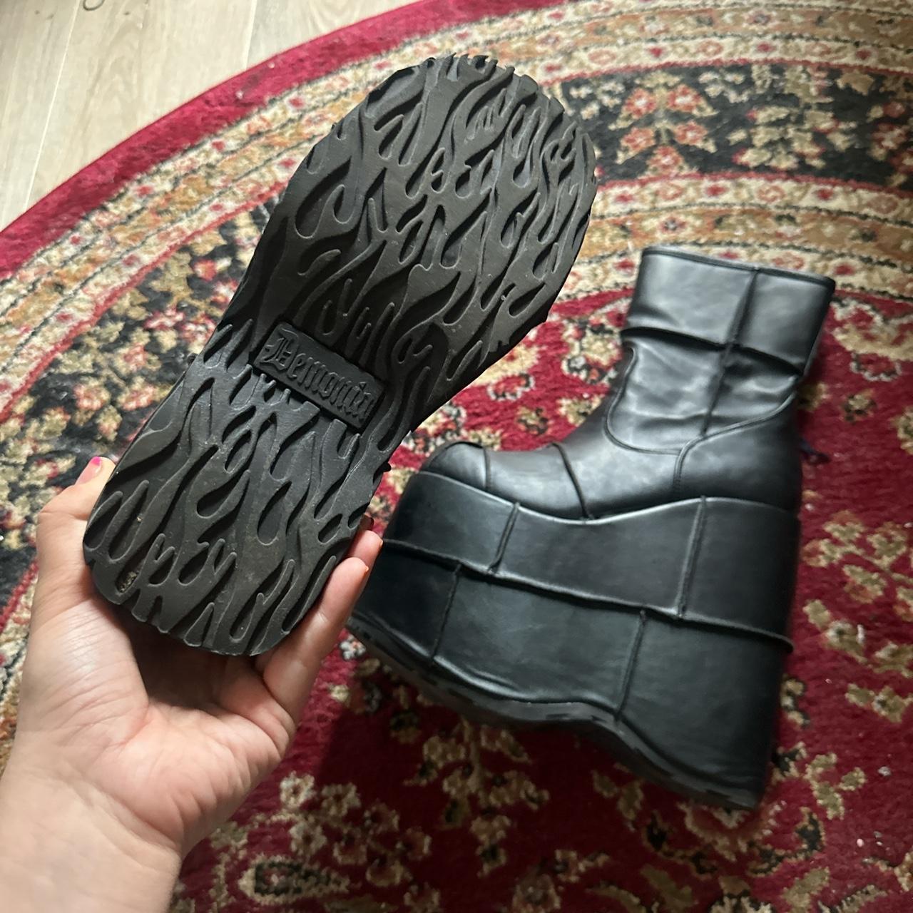 black demonia stack boots! only worn a few times in... - Depop