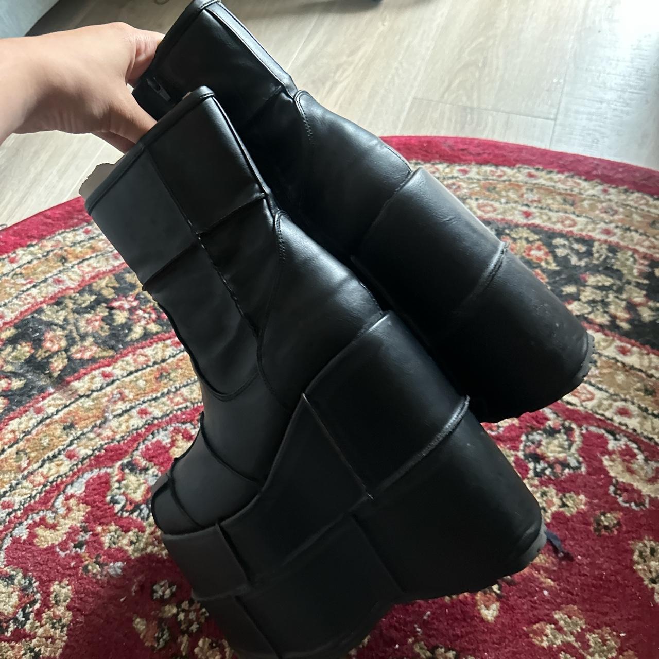 black demonia stack boots! only worn a few times in... - Depop