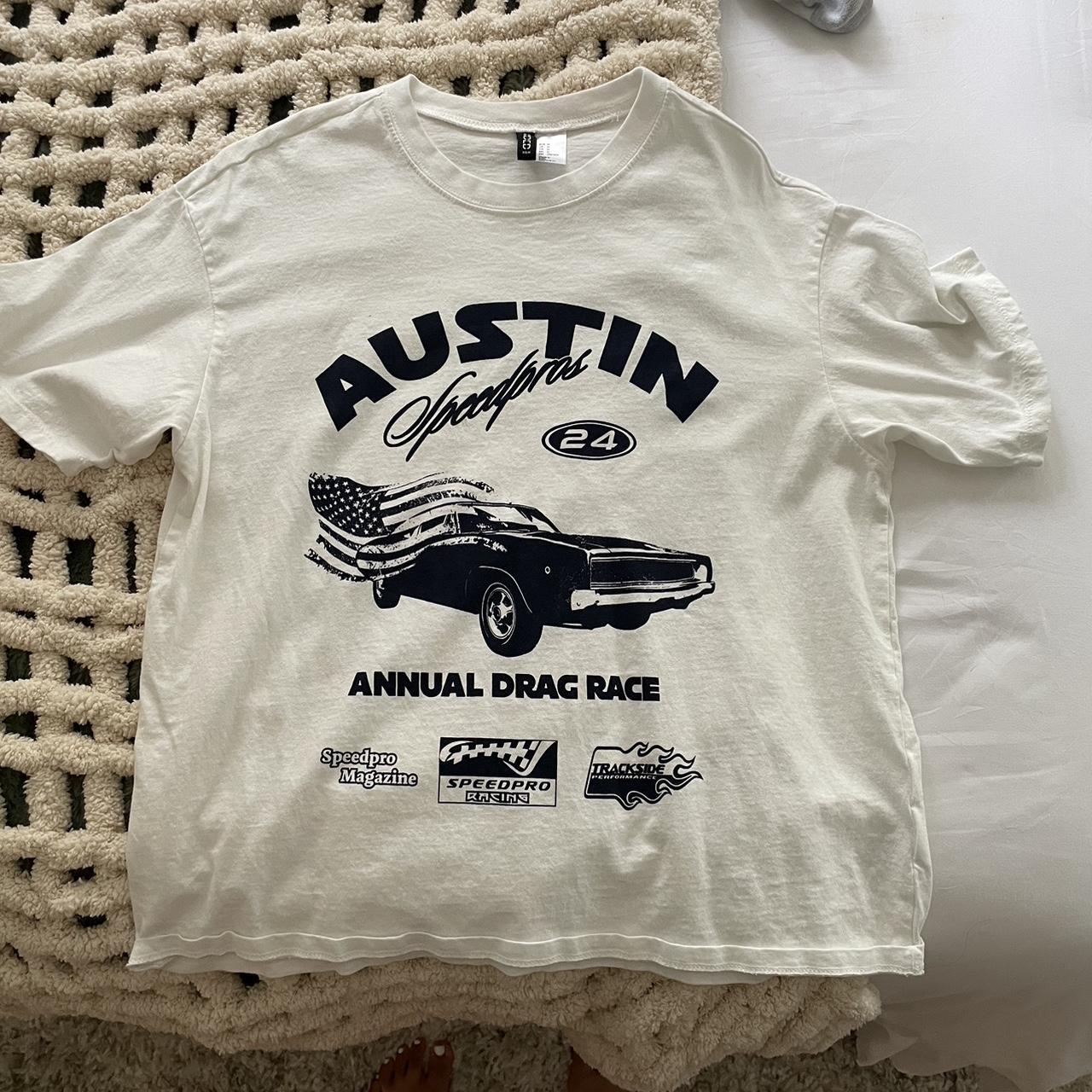 H&M oversized racing tee. Never worn. NWOT. Size M/... - Depop