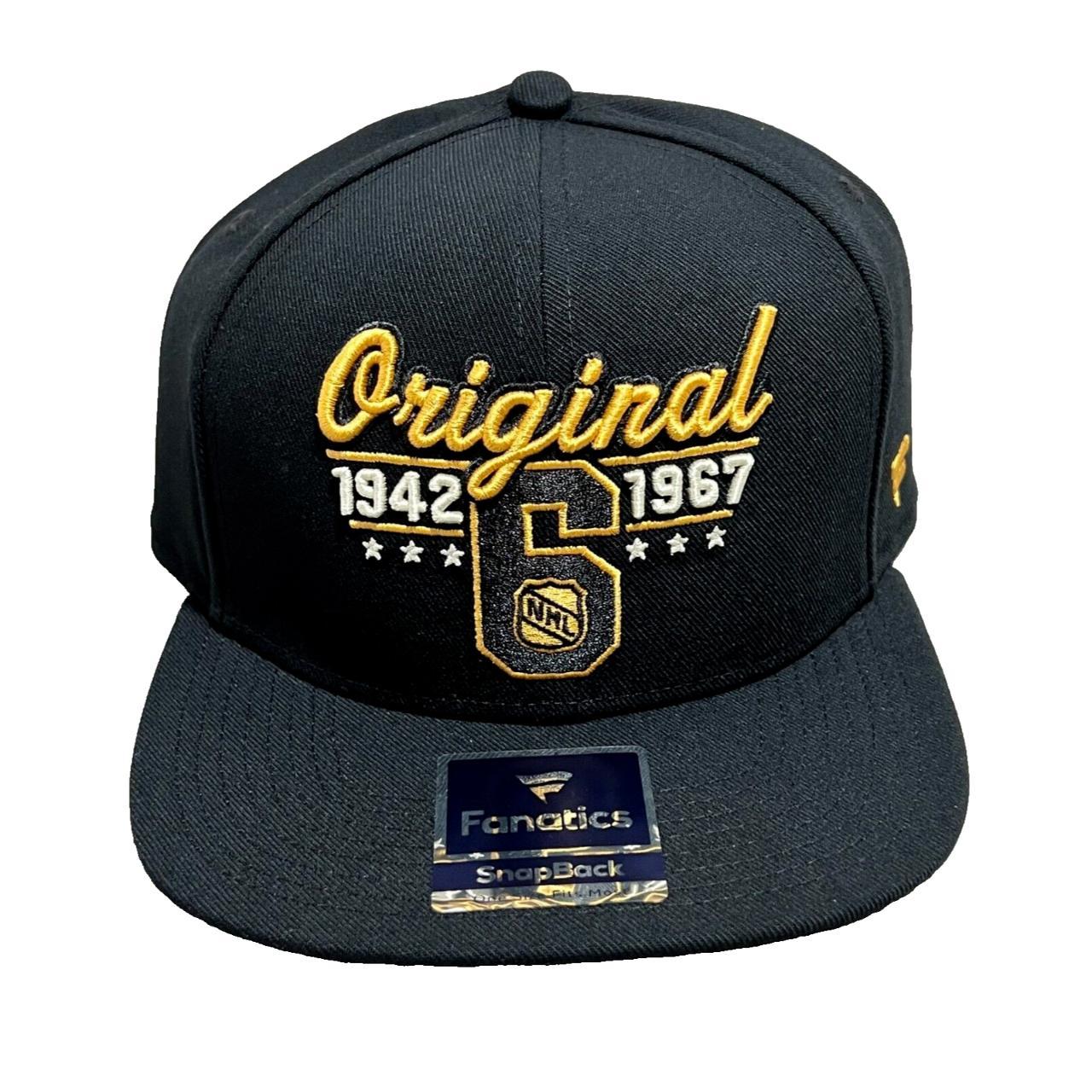 NHL Original Six Snapback Hat Cap Black Embroidered... - Depop