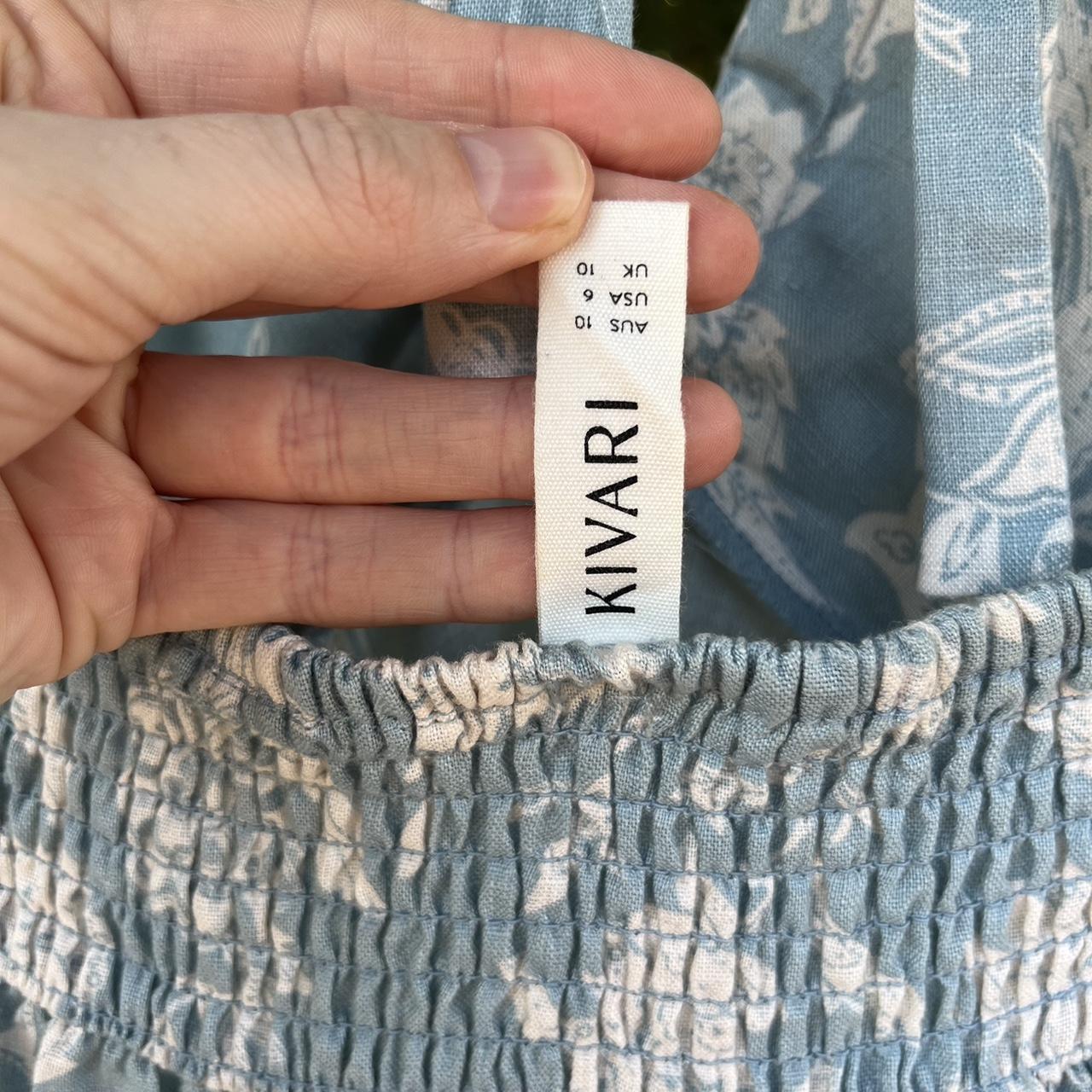 KIVARI Halter dress Blue and white floral halter... - Depop