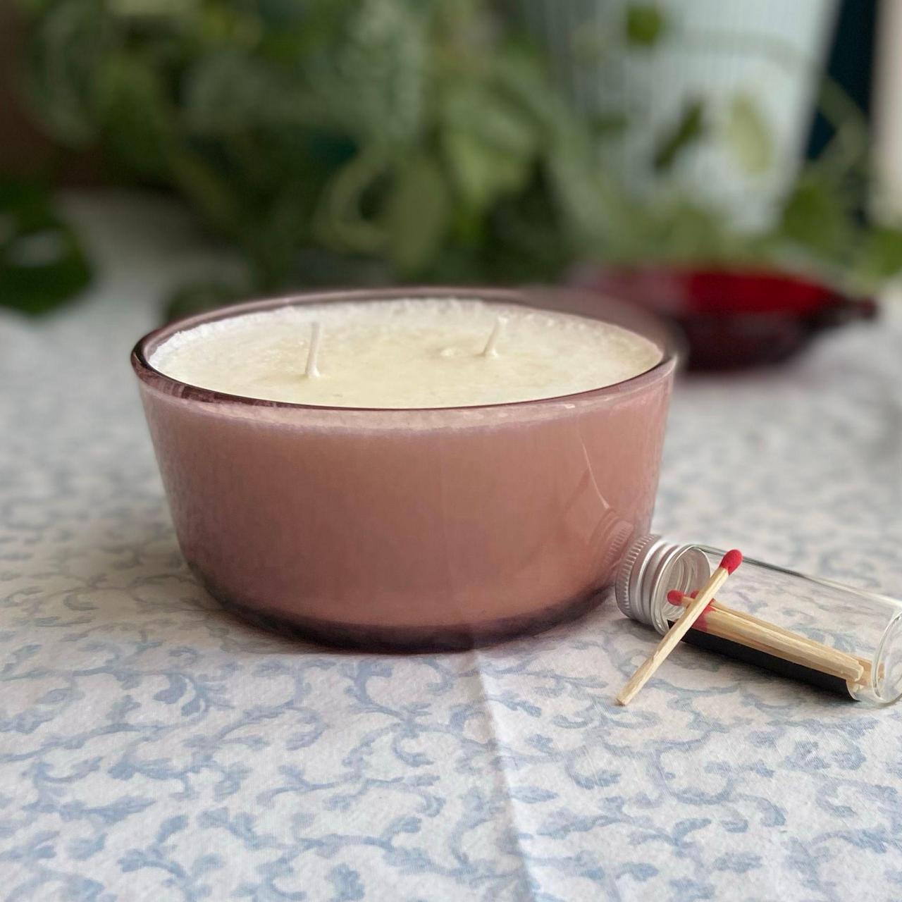 Pyrex Cranberry Purple Soy Candle Scent: Black... - Depop