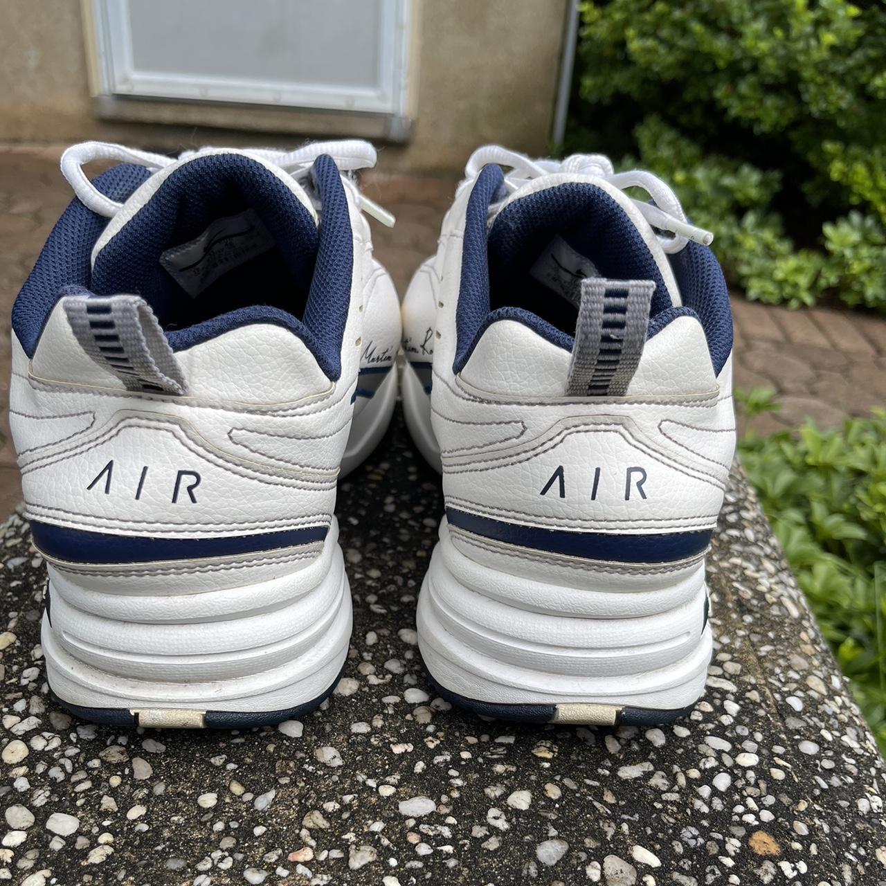Nike Martine Rose x Air Monarch IV White Navy... - Depop