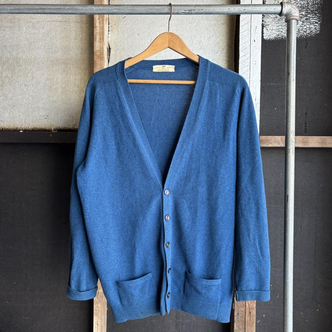 Vintage 60s cardigan 1960s blue preppy button up... | Depop