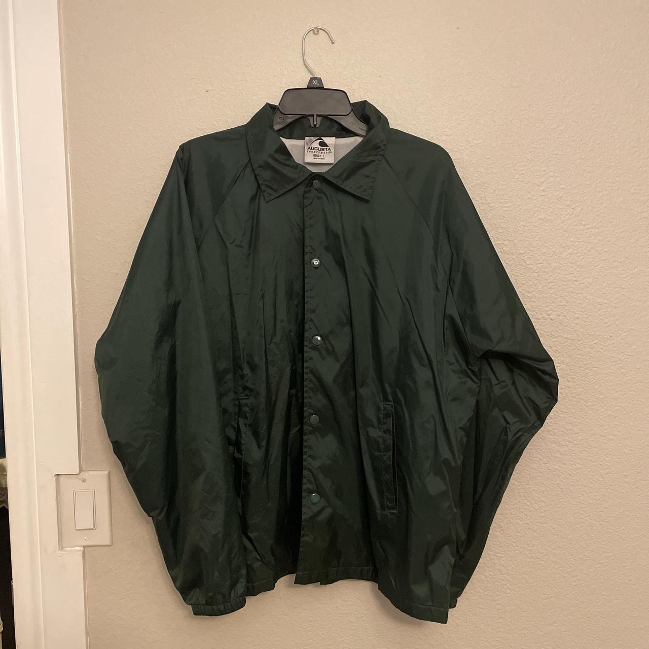 Green coach jacket. Screen printed graphic on the... - Depop