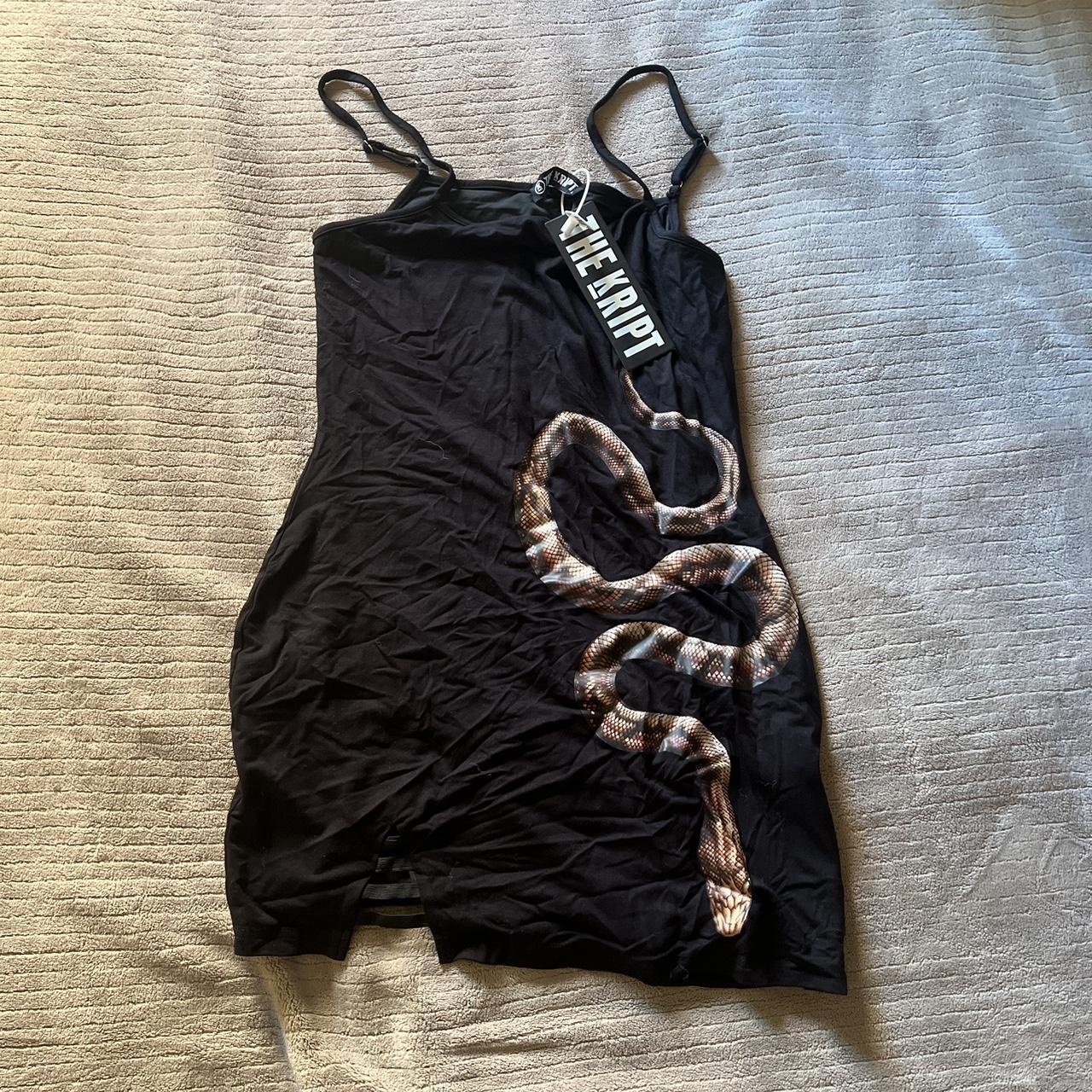 The kript black snake mini dress /condition brand... - Depop