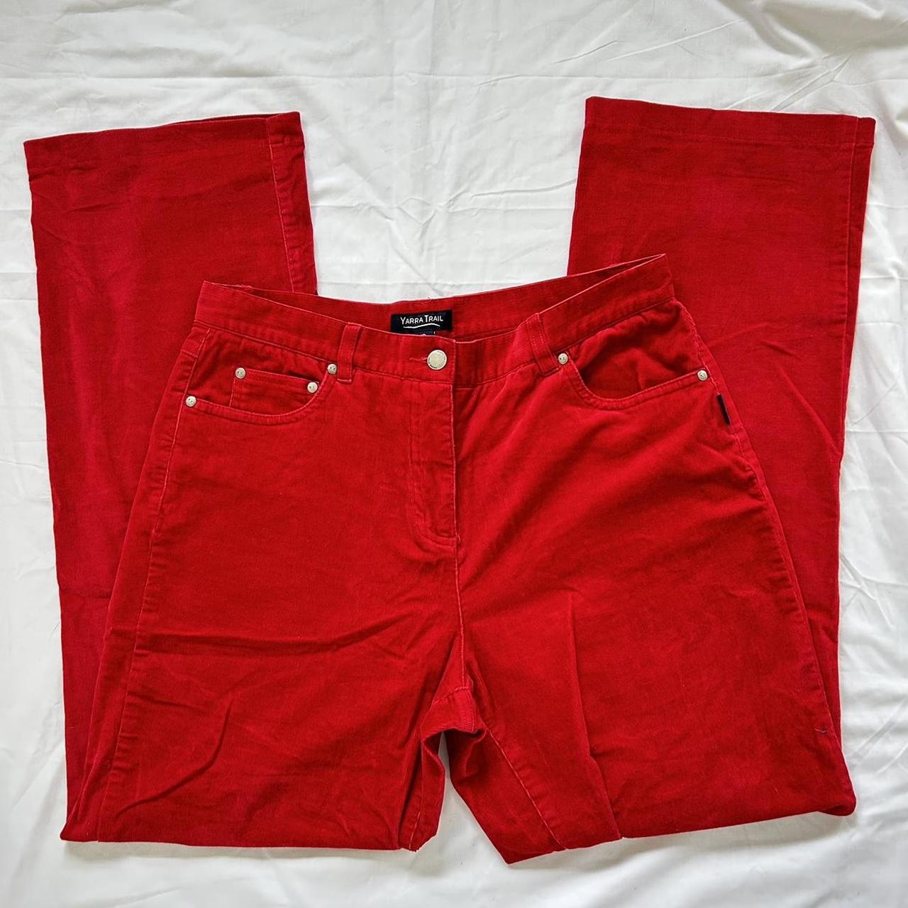 Red cord bootleg pants. Size 12. Brand is ‘Yarra... - Depop