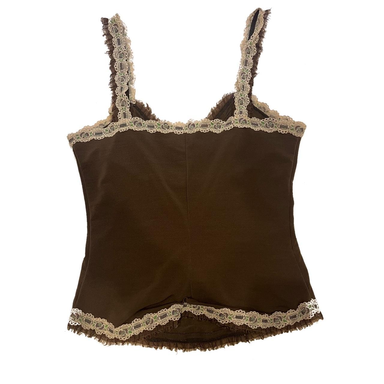 Vintage 90s Anna sui lace trim butterfly brown... - Depop