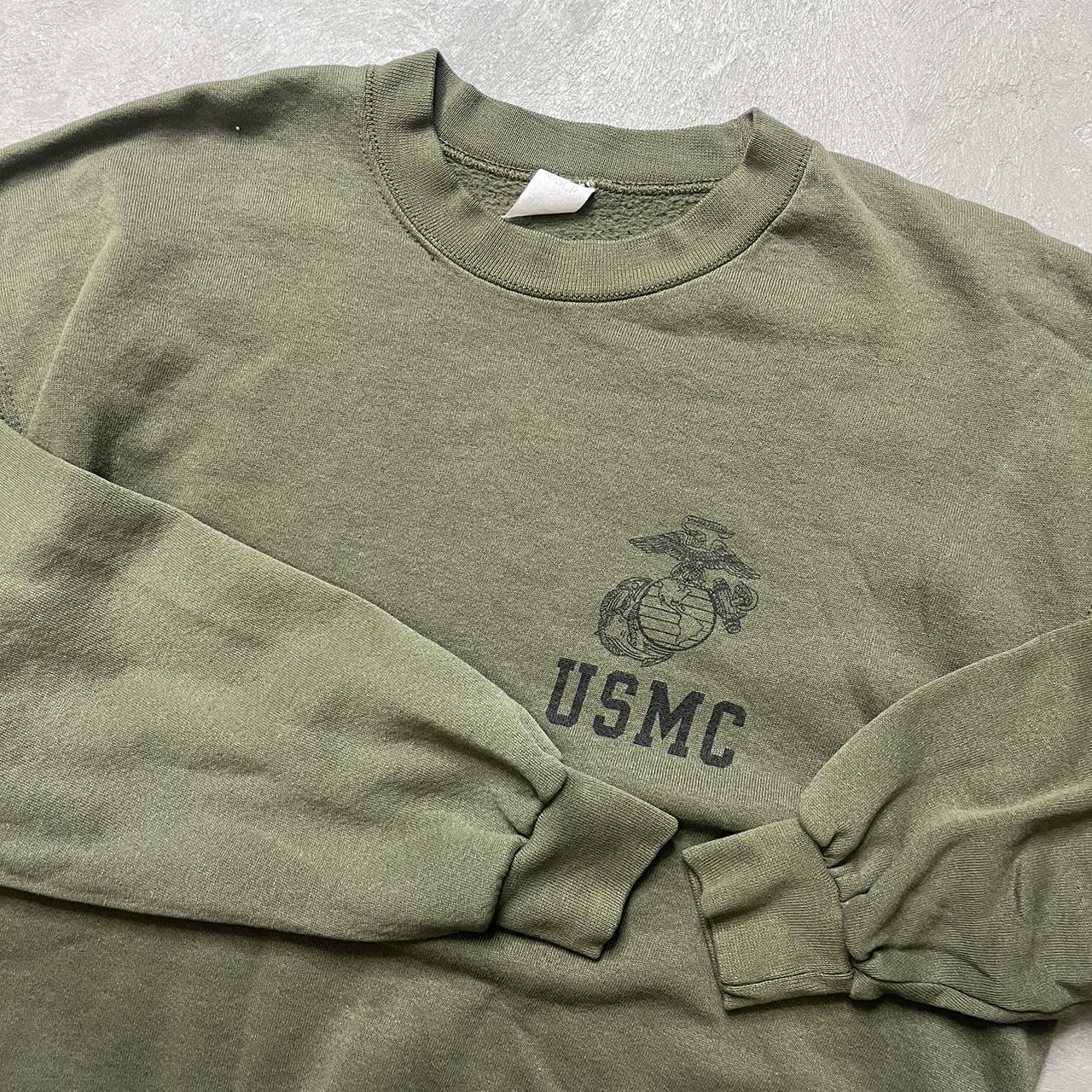 Vintage USMC crewneck 90s marines green olive army... - Depop