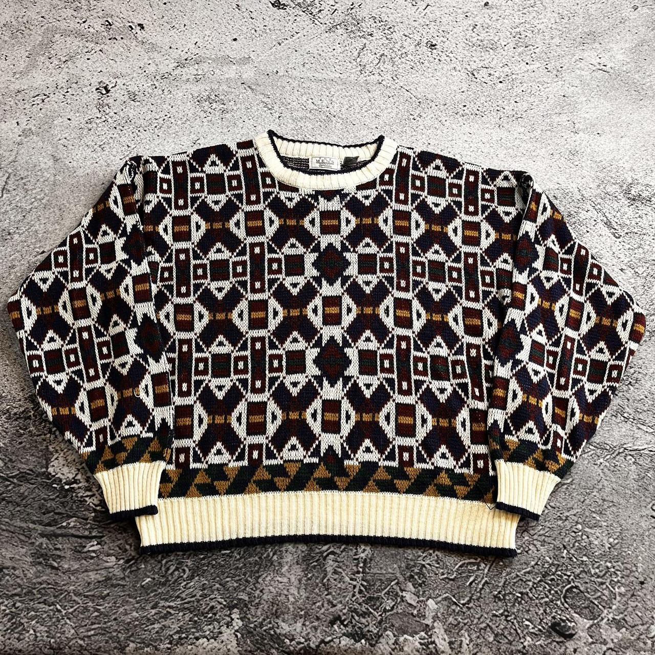 Vintage Patterned Sweater All over print cozy... - Depop