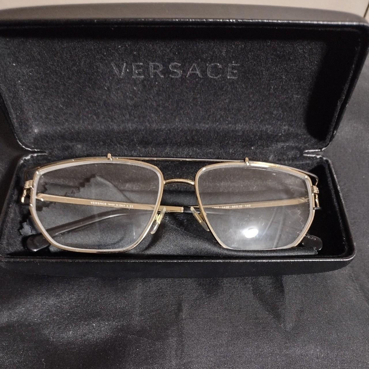 Versace Men's Black and Gold Sunglasses | Depop