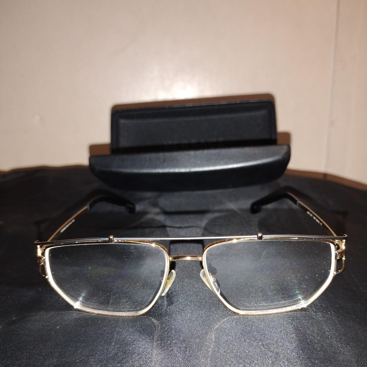 Versace Men's Black and Gold Sunglasses | Depop