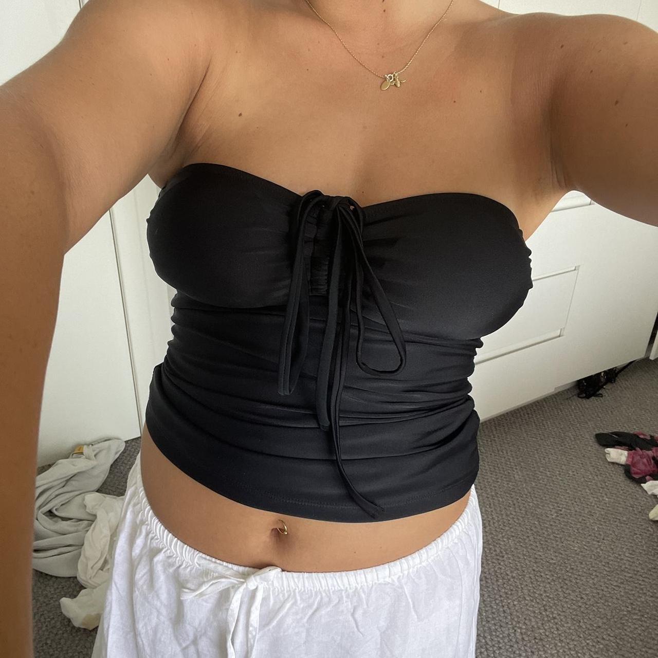 Stunning black strapless top ! Too small for me but... - Depop