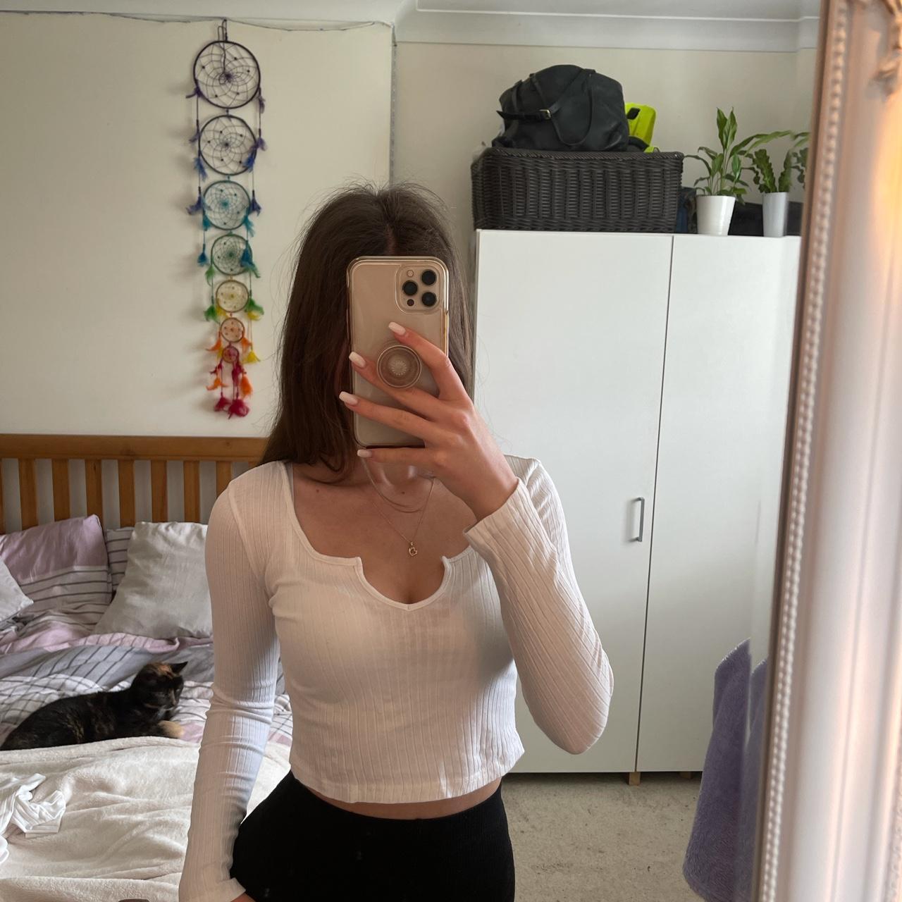 White top Very thin material and a little see... | Depop